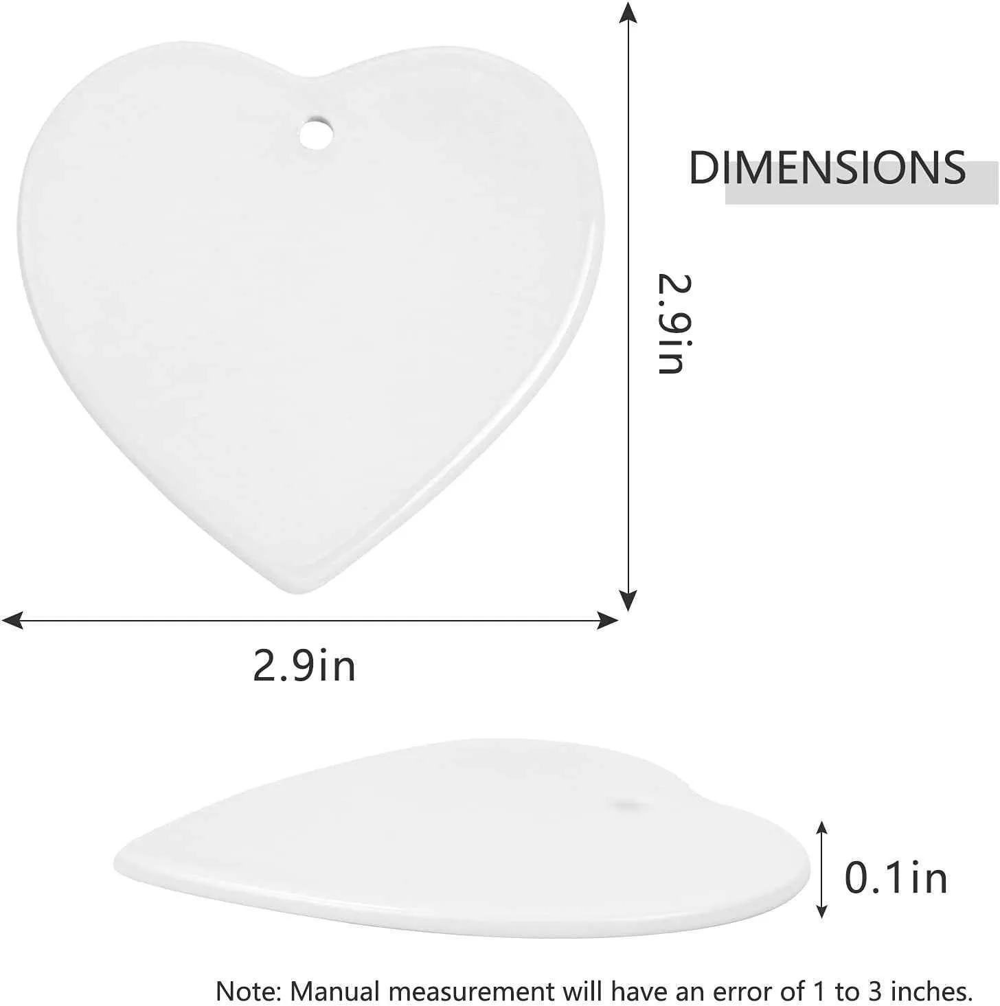 3 Inch Heart Shape Sublimation Blank White Chirstmas Engaged Customized ...
