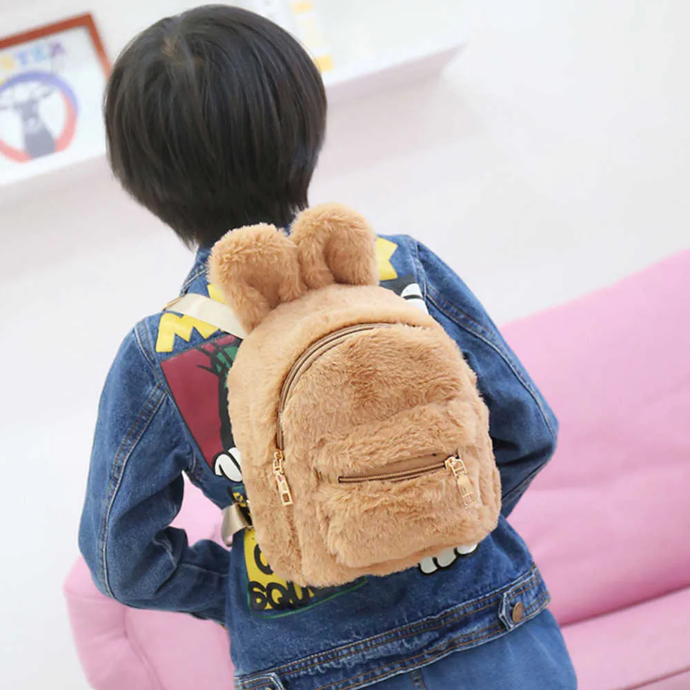 Plush Faux Fur Mini Bunny Backpack With Rabbit Ears For Girls Perfect ...
