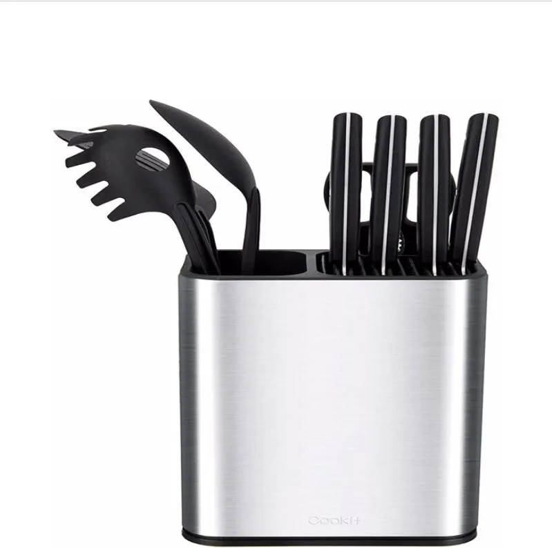 Premium Knife Block & Utensil Organizer - Stainless Steel Kitchen Knife ...