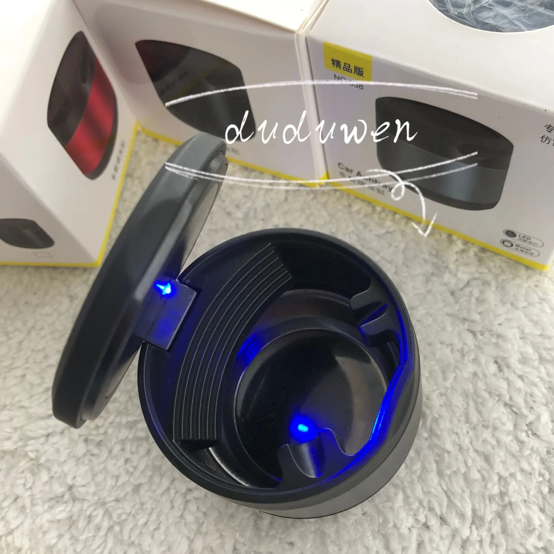 DHgate.com:Portable Metal Ashtray with Blue LED Light - Car Interior ...