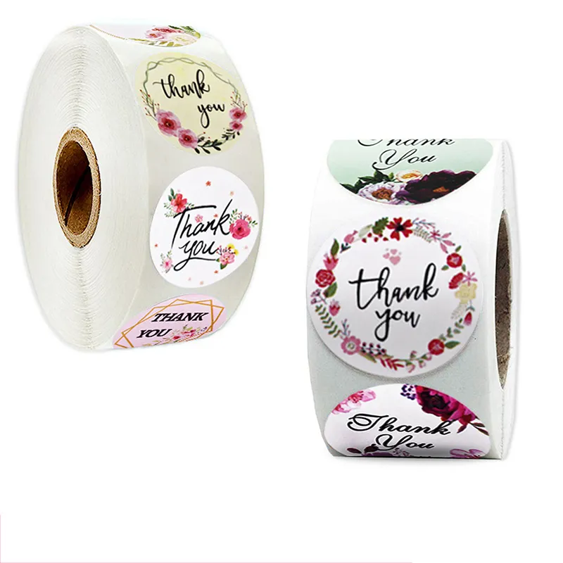 Festive Gift Wrap Rolls: Round Thank You Stickers For Sealing Envelopes ...