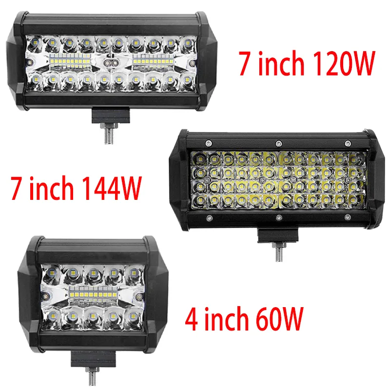 7 Inch 144W Combo LED Light Bar Spot Flood Beam, 4x4 Spot, 12V 24V 4WD ...