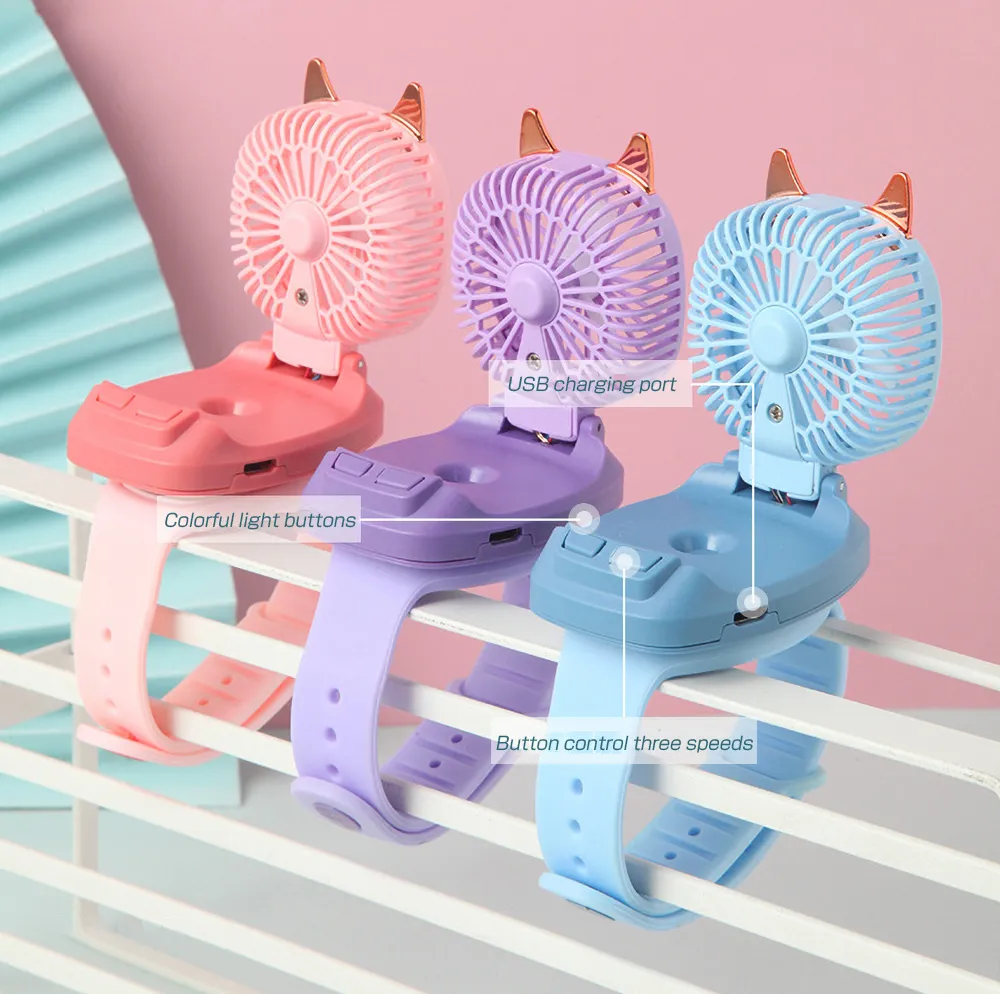 Cooling Mini Watch Fans Handheld Rotatable USB Rechargeable Wrist Fans ...