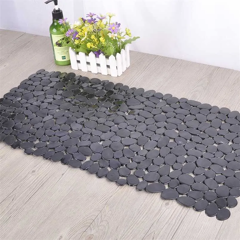 Long Anti-Slip Bath Mat - Stone Textured Rubber Shower Mat with Suction ...