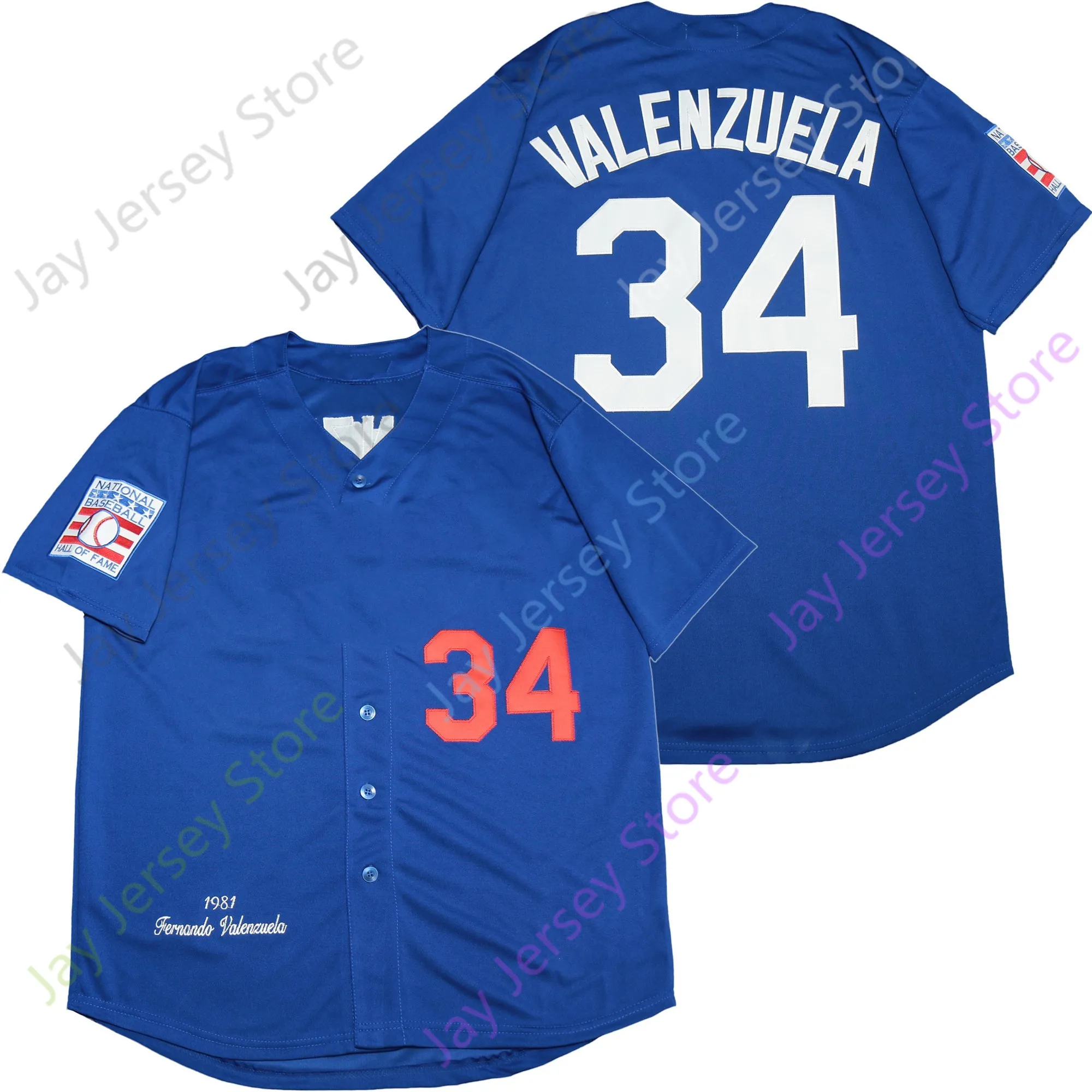 Fernando Valenzuela Jersey 1981 Blue White Grey Cream WS Hall Of Fame ...