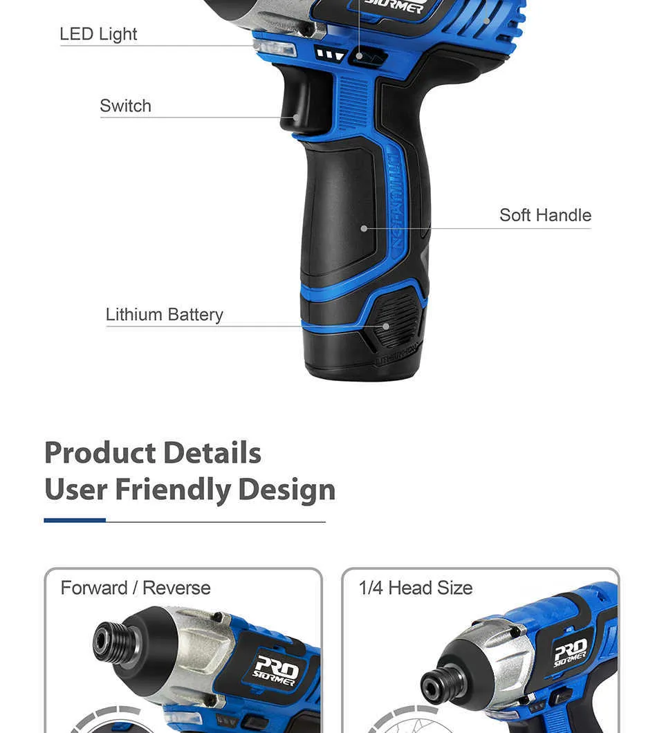 Mini Electric Screwdriver Cordless Drill Driver, 12V Compact Handheld ...