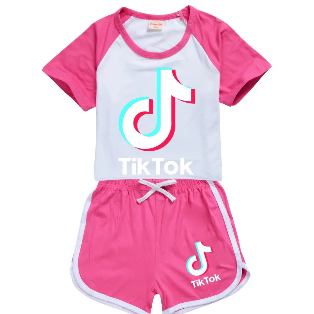 Unisex Kids Summer Cotton T Shirt & Shorts Set, TikTok Print Casual ...