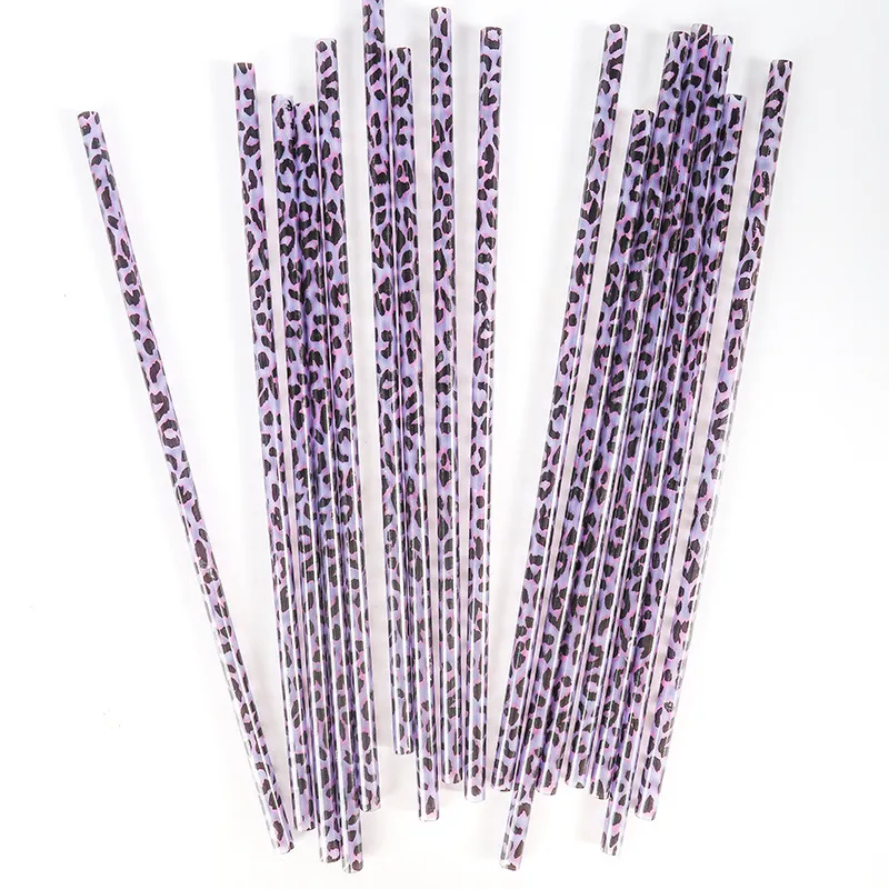 Plastic Drinking Straws Leopard Print Straight Reusable Eco-Friendly ...