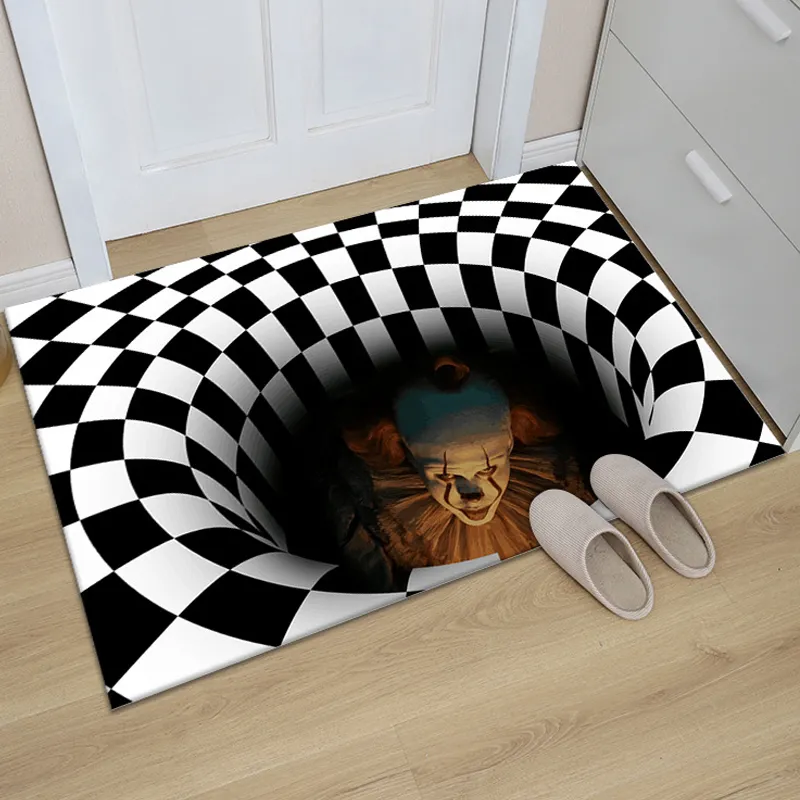 Creepy Clown Mask Sewer Manhole Cover Illusion Rug 3D Horror Clown Trap ...