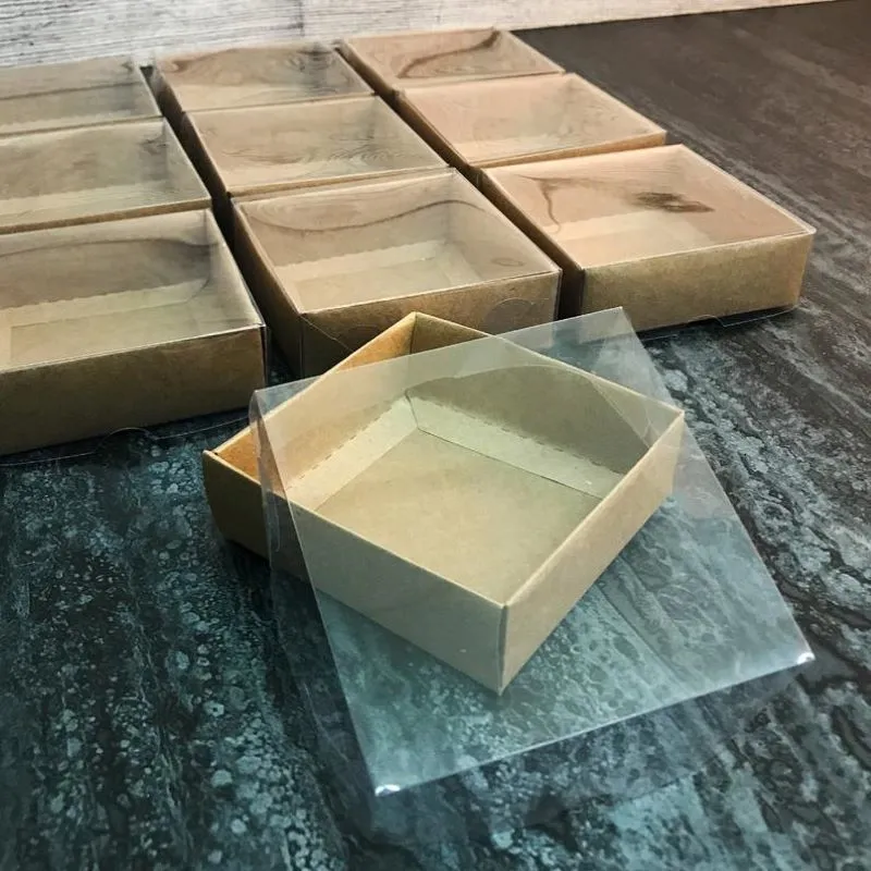 Kraft Cardboard Gift Boxes: Clear PVC Window Kraft Boxes With Lid For ...
