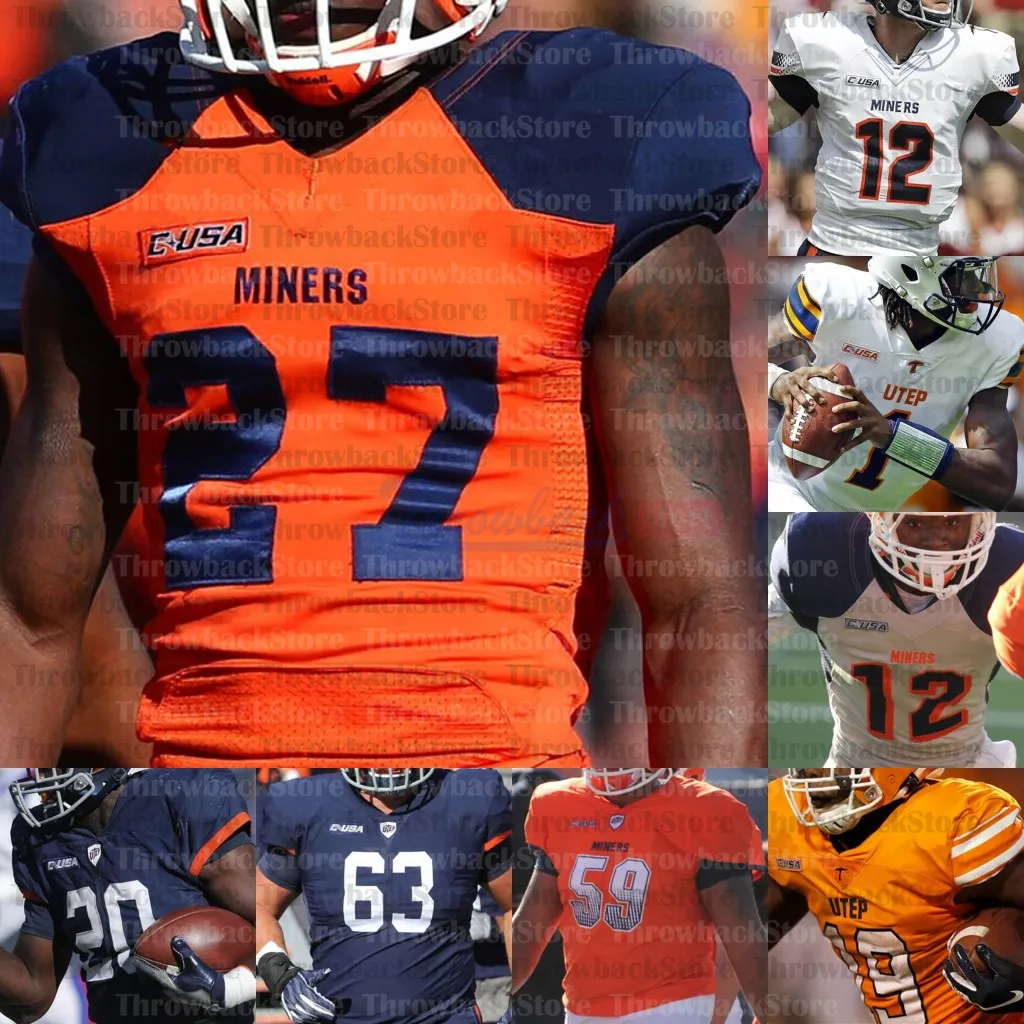 Custom UTEP Miners College Football Jerseys Kai Locksley Treyvon Hughes ...