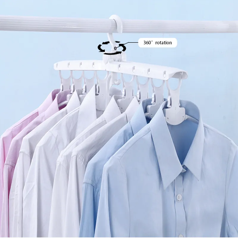 Space Saving 8 In 1 Clothes Hanger: 360° Rotating Folding Closet ...