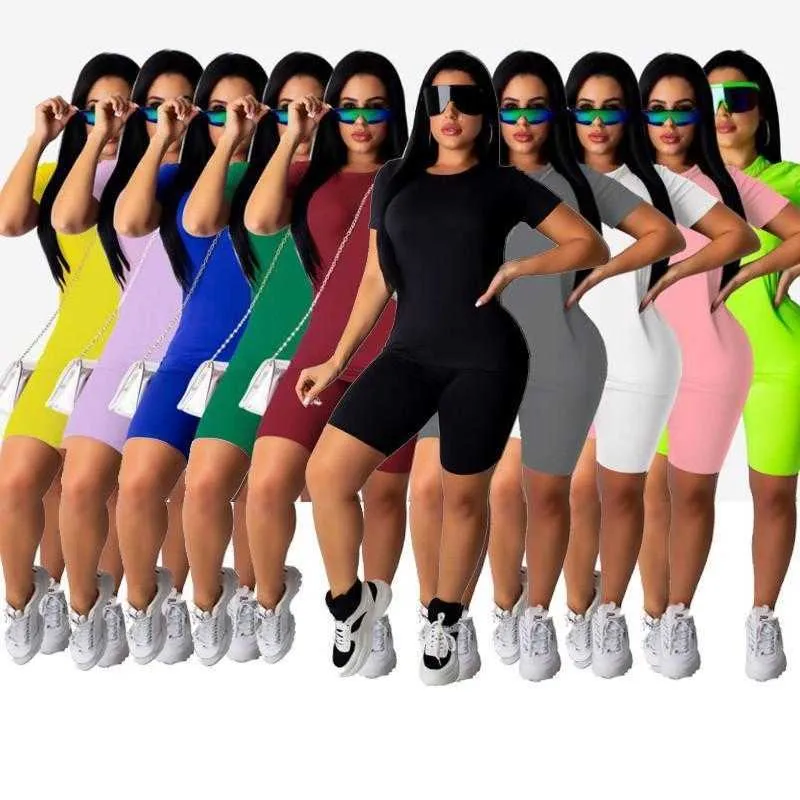 Designer Womens Short Sleeve Tracksuit Set Solid Color Jogging ...