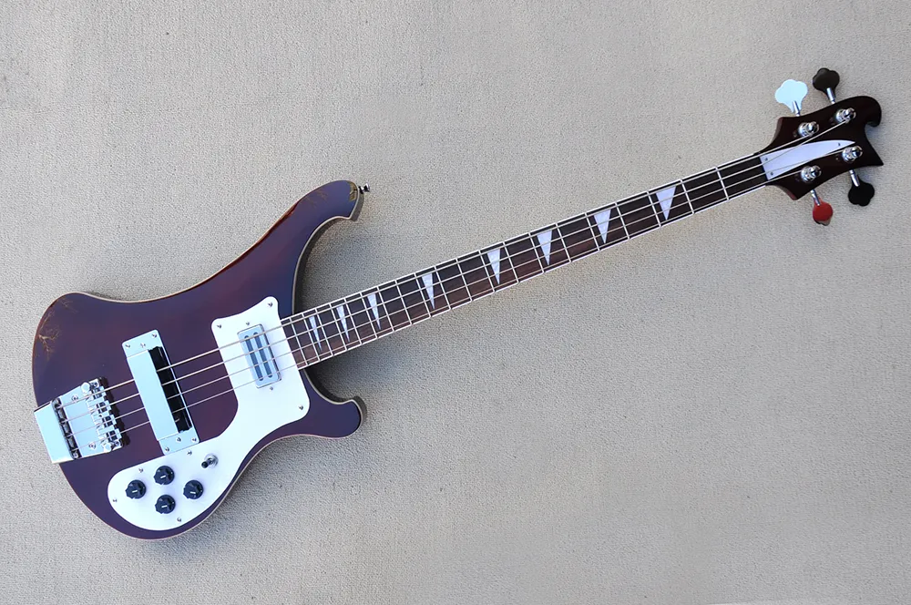 Factory Custom Wine Red 4-String Electric Bass Guitar with White ...