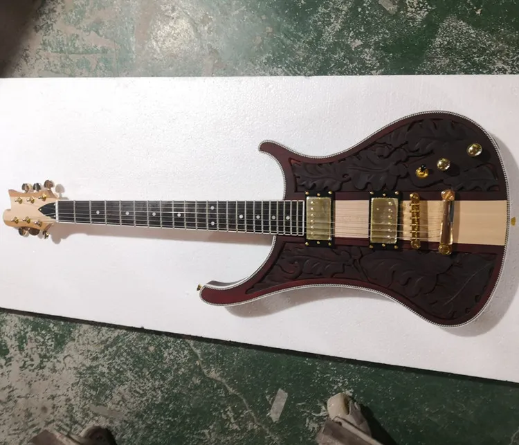 Custom CNC Engraved Electric Guitar - Neck-Thru, 6-String, Dual Pickups ...