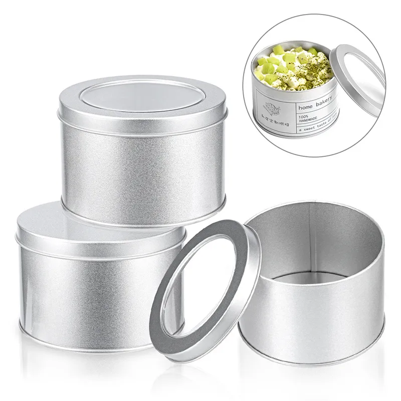 Aluminum Tin Jars - Round Metal Containers with Clear Window Lids ...