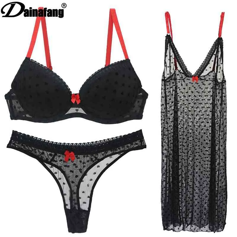 Sexy Lace Lingerie Set: Transparent Bra & Underwear, Quarter Cup, BC ...