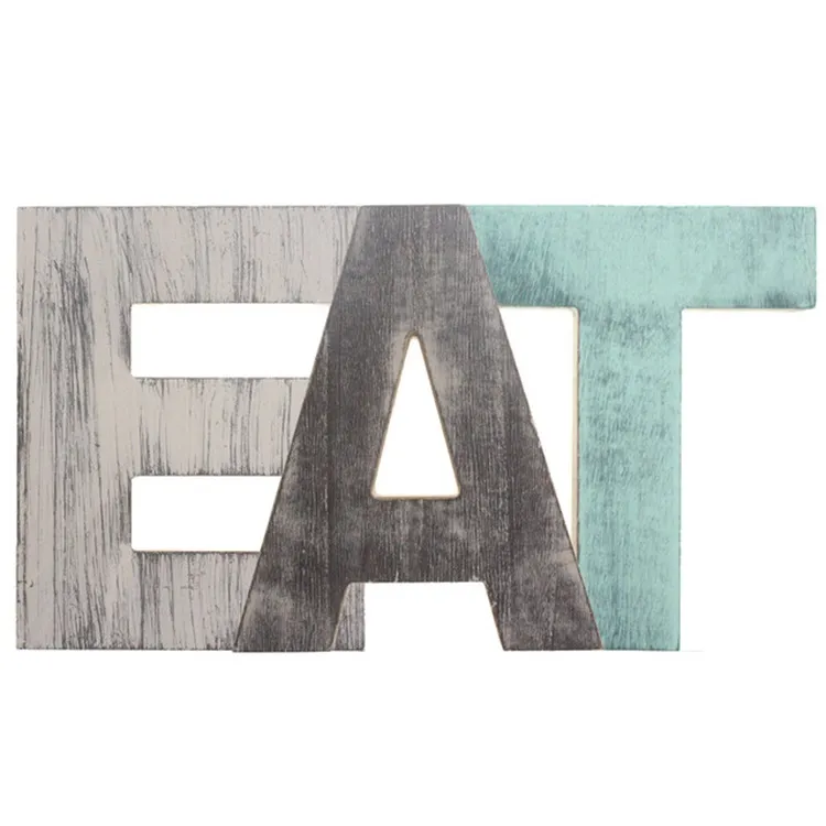 Rustic Wood Eat Sign Freestanding Wooden Letters For Kitchen, Bar, And ...