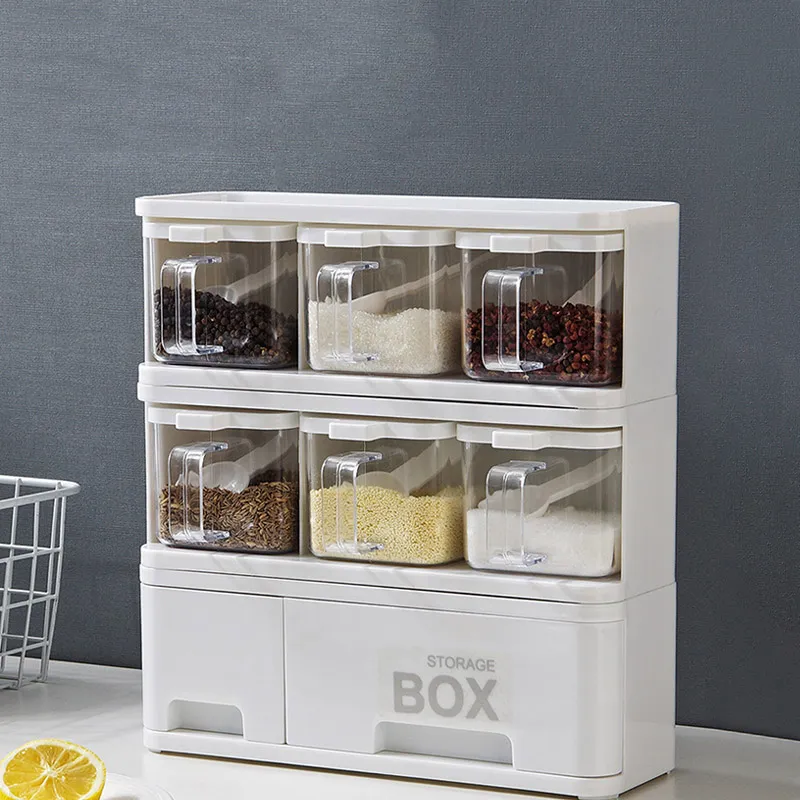Drawer Type Kitchen Seasoning Organizer Set Plastic Spice Rack With ...