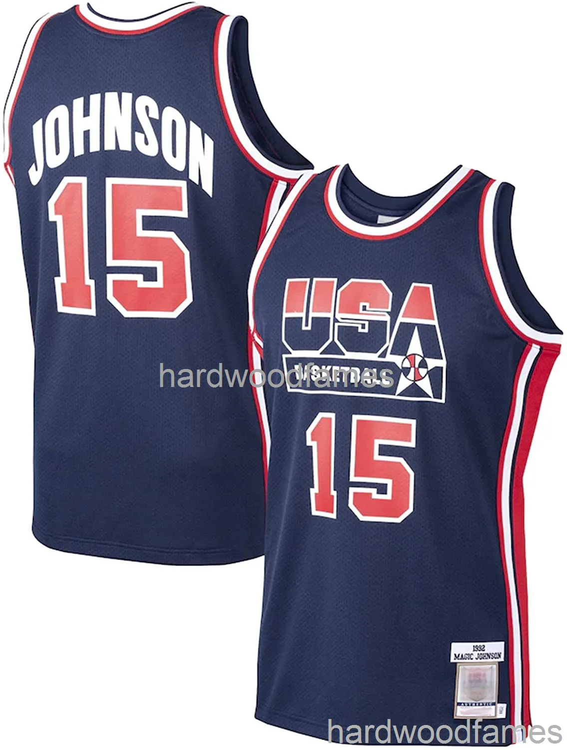 Stitched #15 Johnson Basketball Jersey 1992 Dream Team Custom Men Women ...