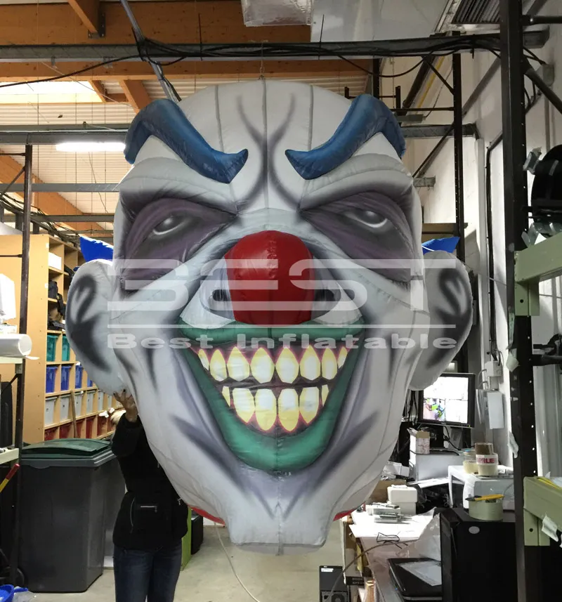 Inflatable Death Head Halloween Decoration - Scary Clown Decorations ...