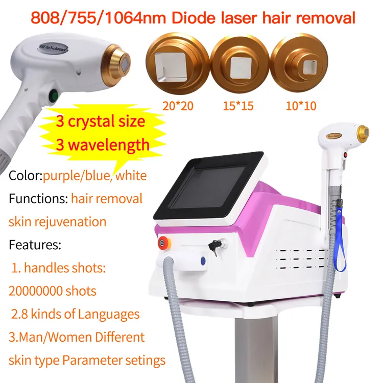 Professional Portable Triple Wavelength Diode Laser 808nm Hair Removal ...