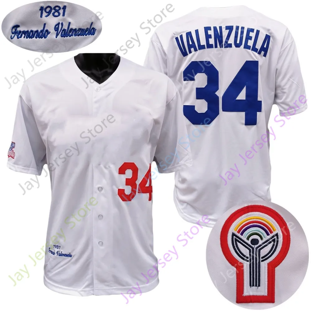 Fernando Valenzuela Jersey 1981 Blue White Grey Cream WS Hall Of Fame ...