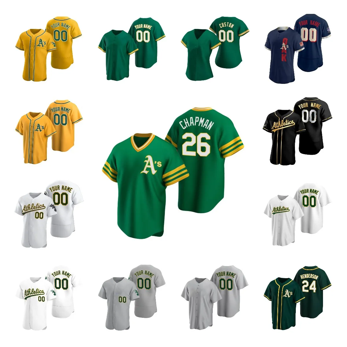 Custom Matt Chapman Baseball Jersey Yan Gomes Reggie Jackson Rickey ...