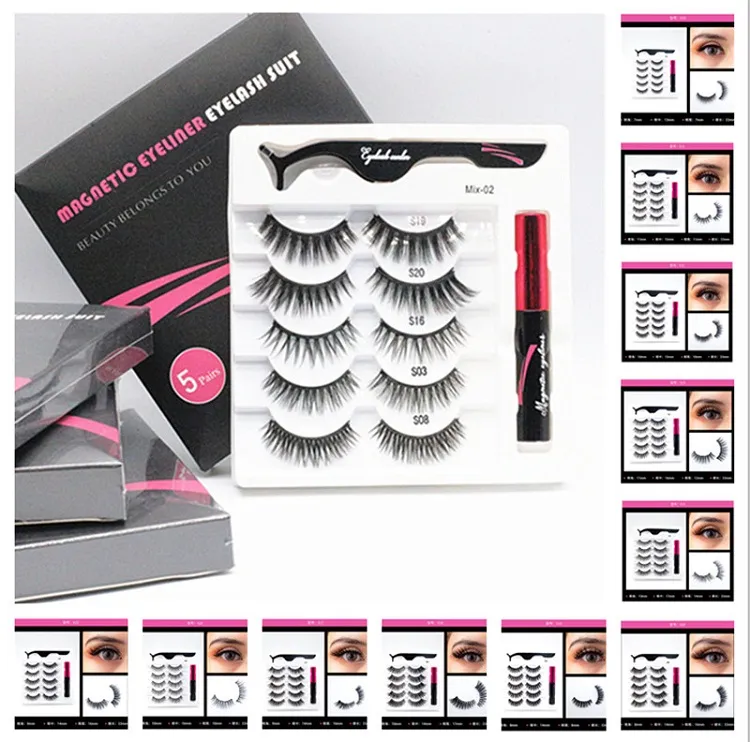 Magnetic Eyelash Synthetic Hair Mink False Eyelashes Set with Liquid ...