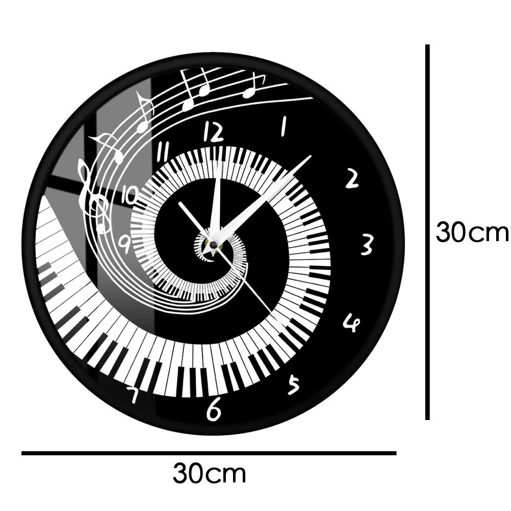 Piano Keys Wall Clock: Modern Black & White Round Music Keyboard Clock ...