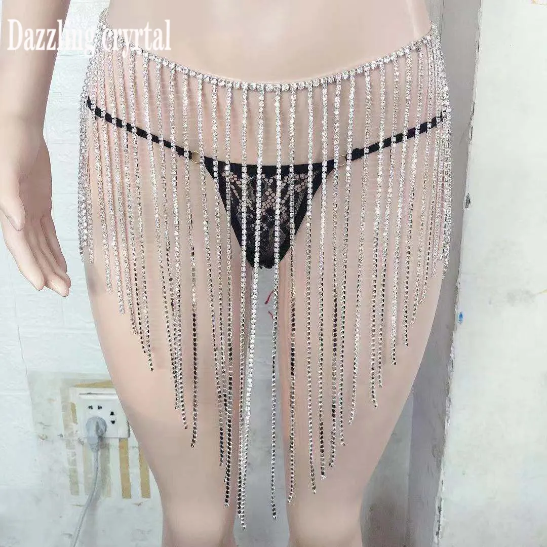 Luxury Rhinestone Tassel Waist Chain Crystal Body Chain Leg For Women