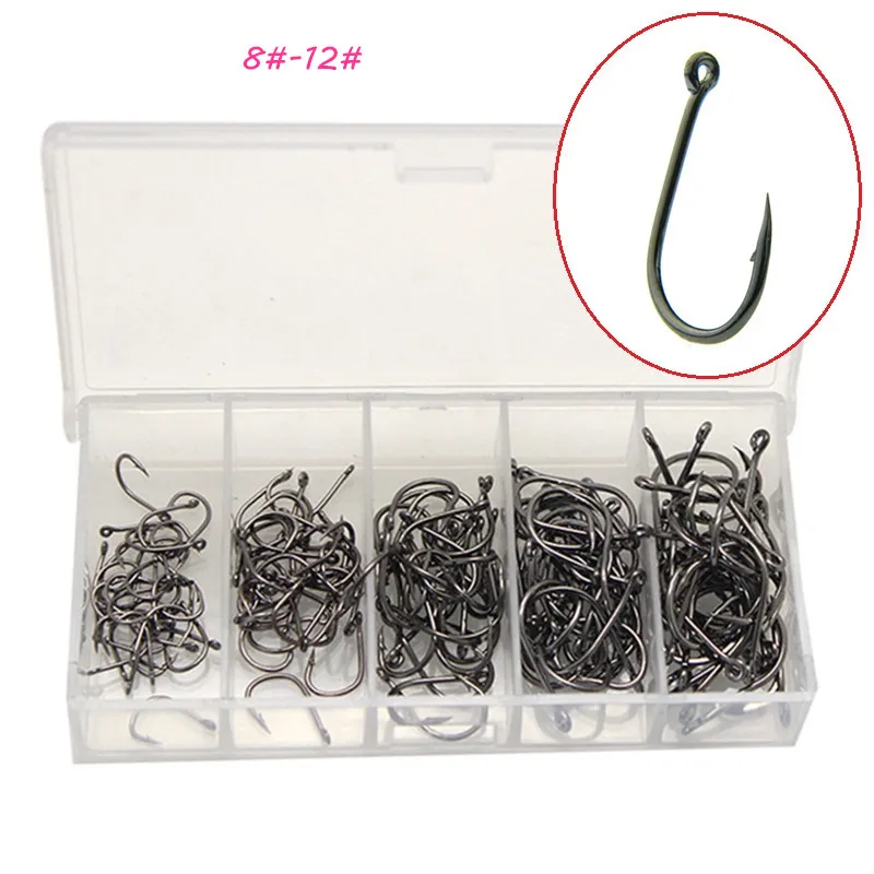 DHgate.com:Black Ise Fishing Hooks | High Carbon Steel Carp Fishhooks (8#-12#), 500 Pcs/Box ...