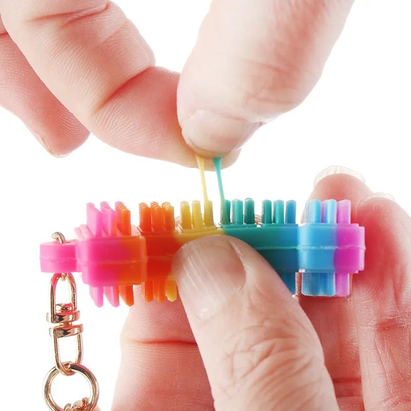 Fidget Toy Keychain Furry Alphabet Letter Keychain Rainbow Sensory ...