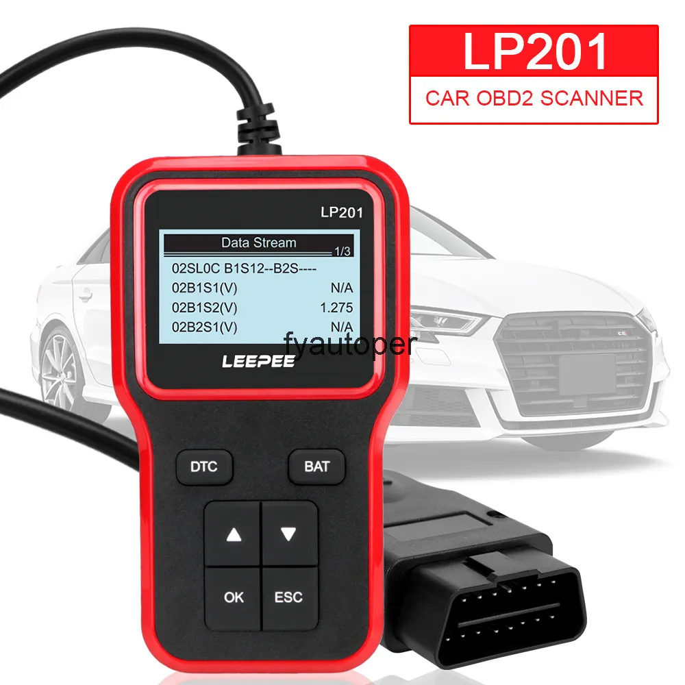 Universal OBD2 Code Reader Digital Display Car Diagnostic Tool Plug and Play OBD2 Scanner LP201 ...