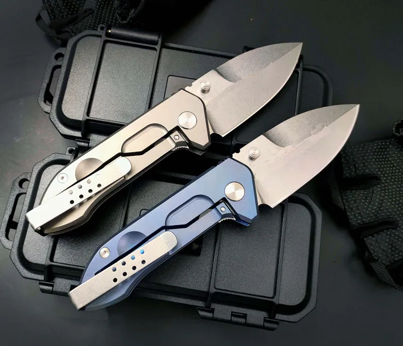 High Quality Strong ER Tactical Fold Knife D2 Satin Blade TC4 Titanium ...