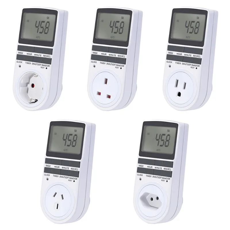 Electronic Digital Timer Switch, 24-Hour Cycle, EU UK AU US BR Plug ...