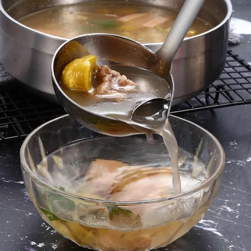 Large Stainless Steel Soup Ladle with Long Handle and Colander Strainer ...