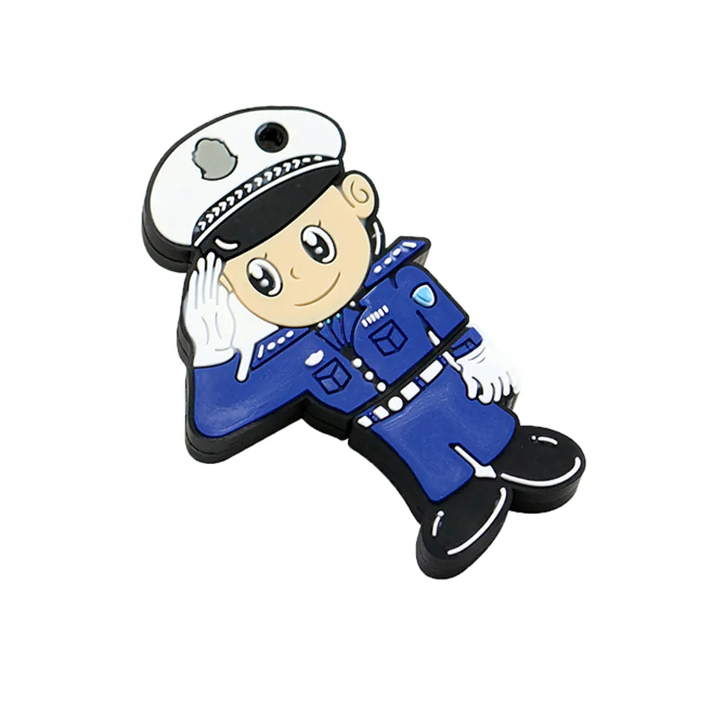 Cartoon Police Silicone USB Flash Drive 128GB Capacity, USB2.0, 8GB ...