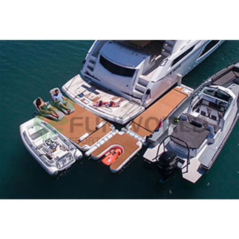 FUNWORLD Inflatable Floating Dock Mat Water Platform For Lake, River ...