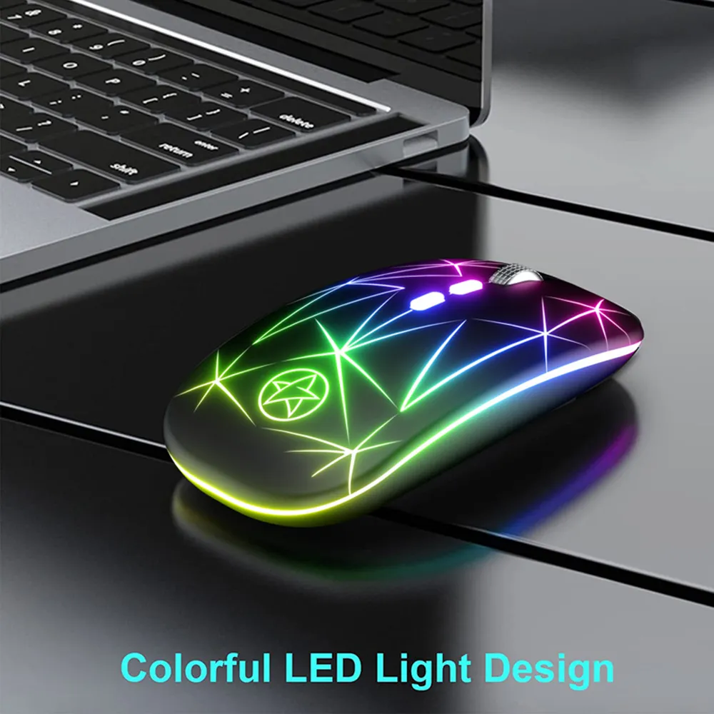 Rechargeable Wireless Mouse With USB 2.4Ghz Receiver, Ergonomic Light ...