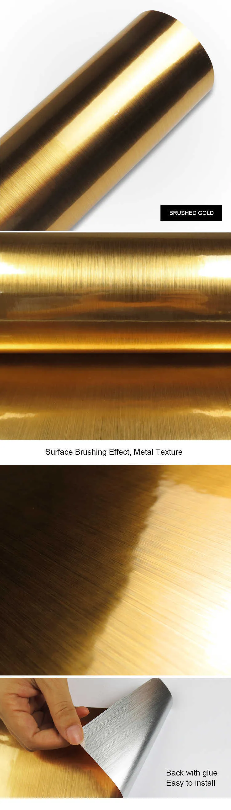 Brushed Gold Mirror Stickers: Waterproof Self Adhesive Aluminum Foil ...