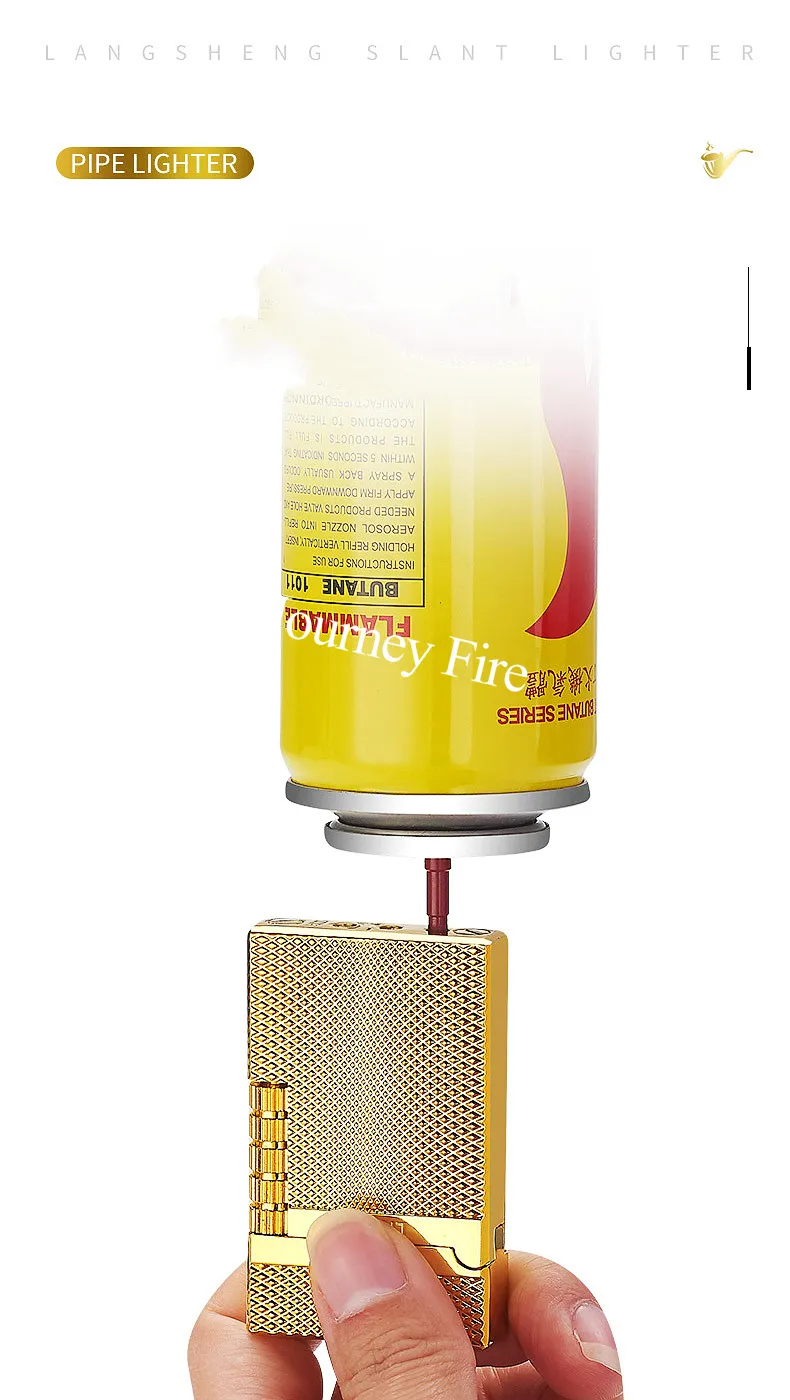 Oblique Pipe Flint Lighter Windproof Butane Gas Lighter With Jet Flame ...