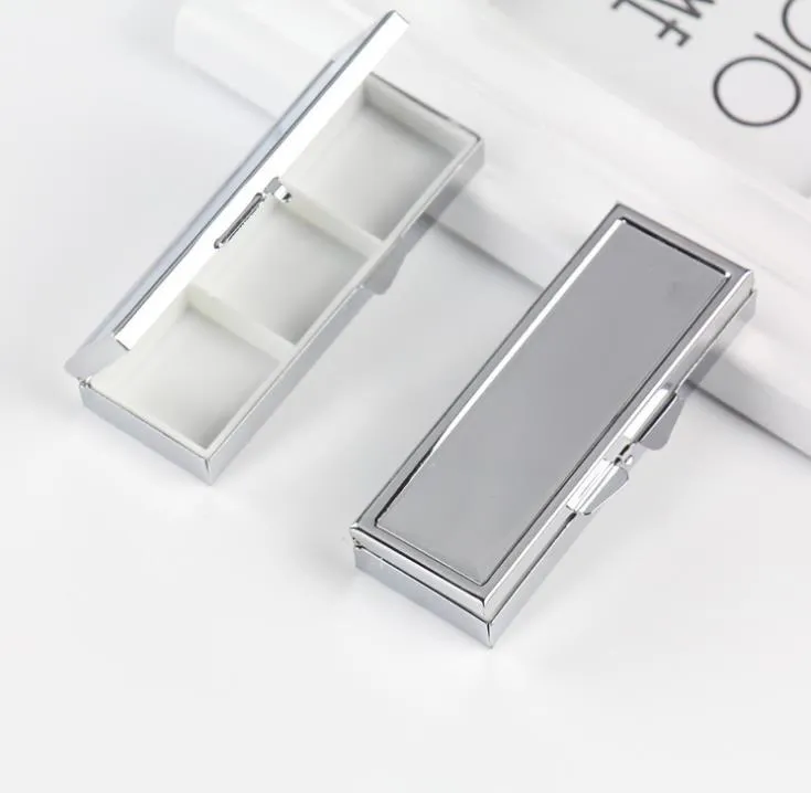 Silver Metal Pill Box Blank Rectangle Pill Container with Lock SN2965 ...