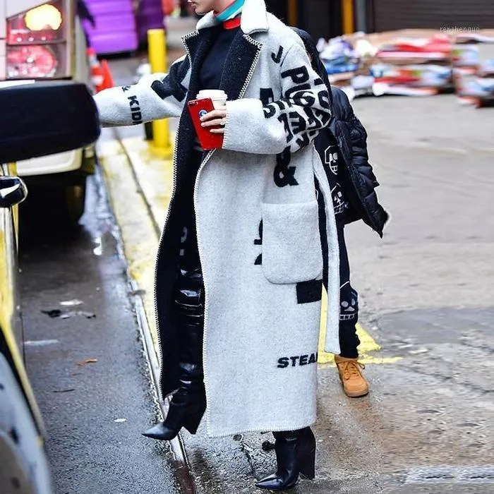 Monsoon Wool Trench Coat Autumn Winter Retro Turn Collar Long Sleeve ...
