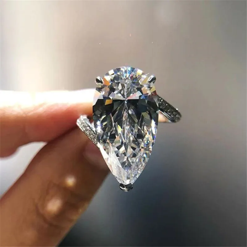 Pear Cut Cubic Zirconia Engagement Ring & Wedding Band Set - Premium ...