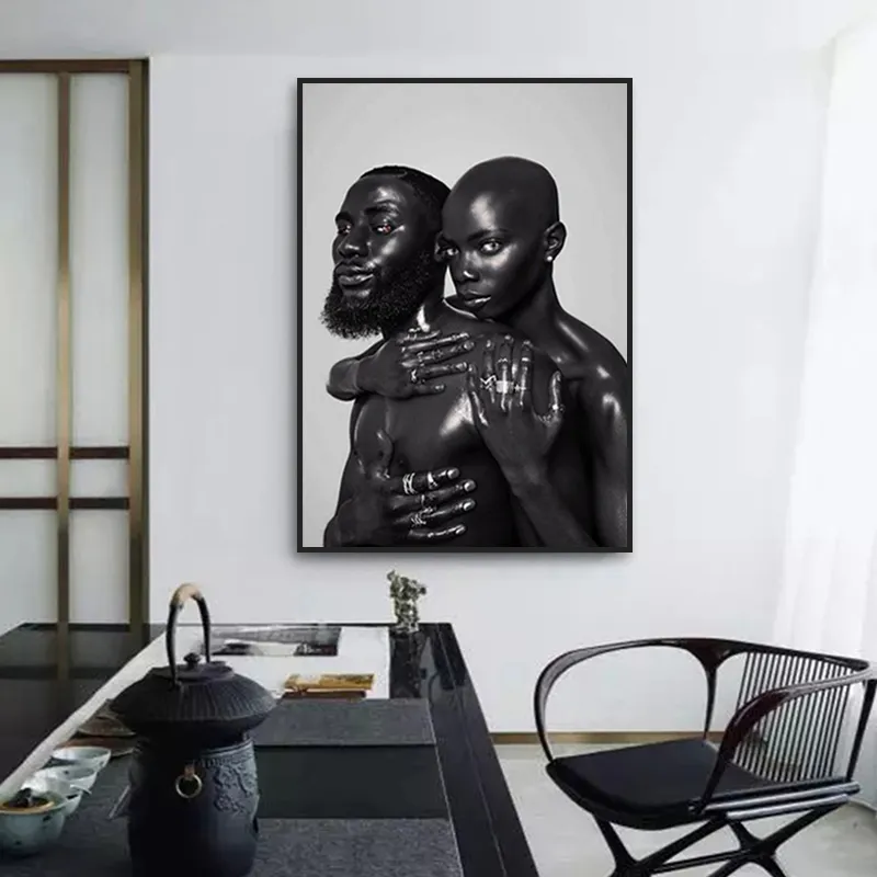 Black Couple Nude Art Poster African Woman And Man From Yiwumeixiang