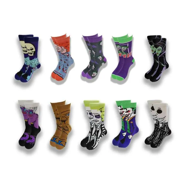 Men's Funny Novelty Socks: Horror Movie Character Prints, Crazy Cartoon ...