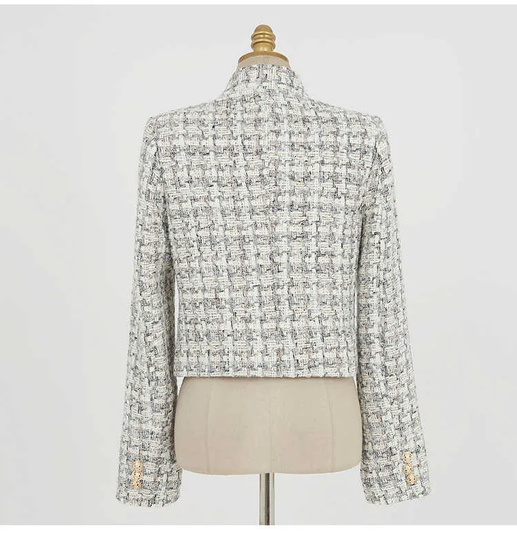 Automne Hiver Femmes Deux Pièces Ensemble Tweed Veste Courte + Jupe ...