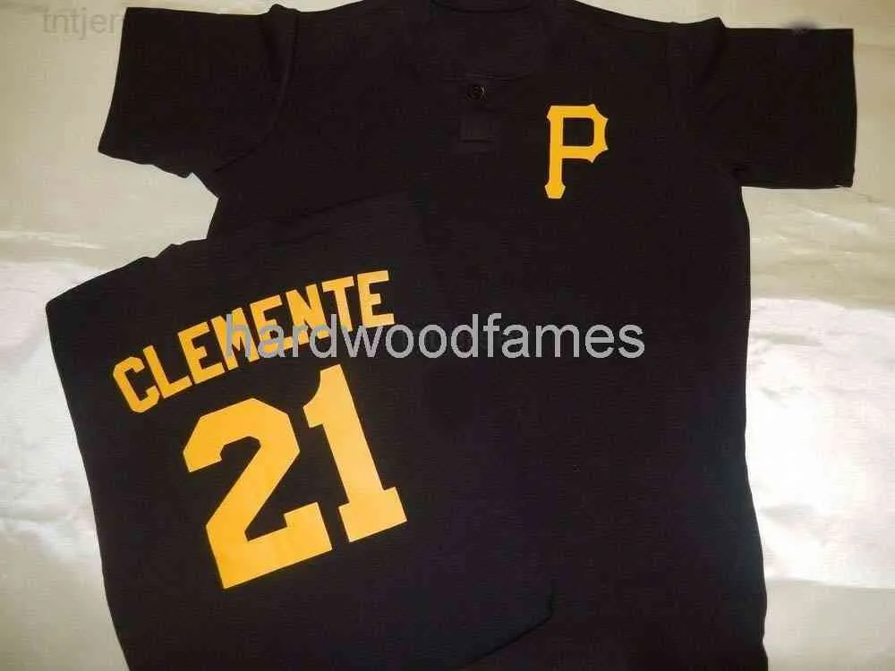 Custom Roberto Clemente Pullover Baseball Jersey Black Stitch Men ...