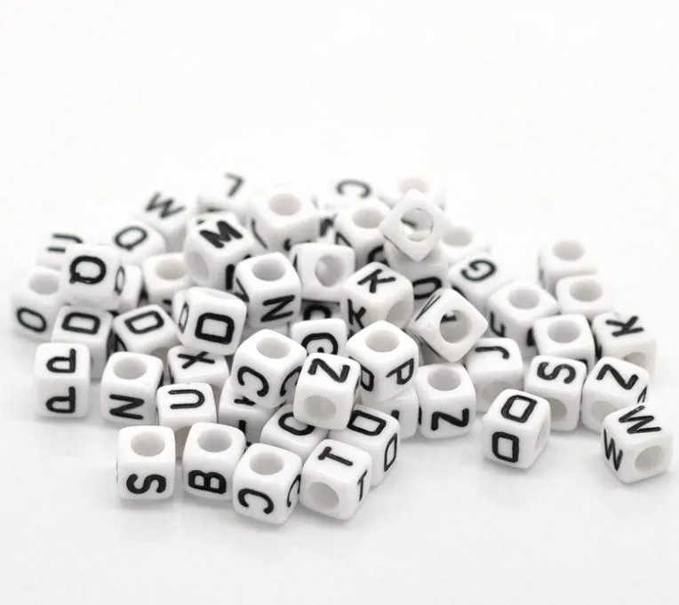 DHgate.com:6mm White Alphabet Acrylic Cube Beads for Jewelry Making ...